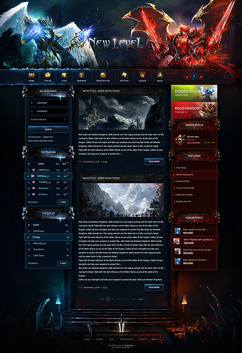 Game Website Templates, Gaming Themes, HTML5 Templates, PSD Layouts